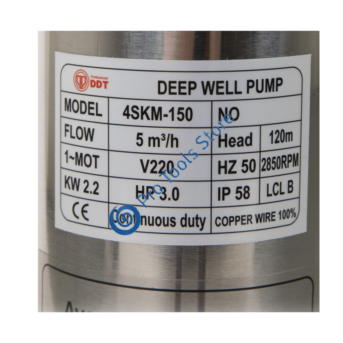 Pompa submersibila, DDT, 4SKM-150 , 2.2 kW, Inox+Alama, 5 m³h, 120 m - ProToolsStore.Ro